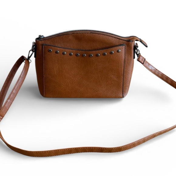 Sam & Hadley | Bags | Sam Hadley Tan Cognac Color Studded Crossbody ...